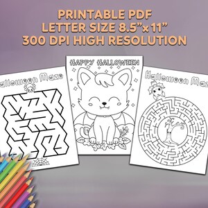 Halloween Activity Set: Mazes, Word Searches, and Coloring Pages ...