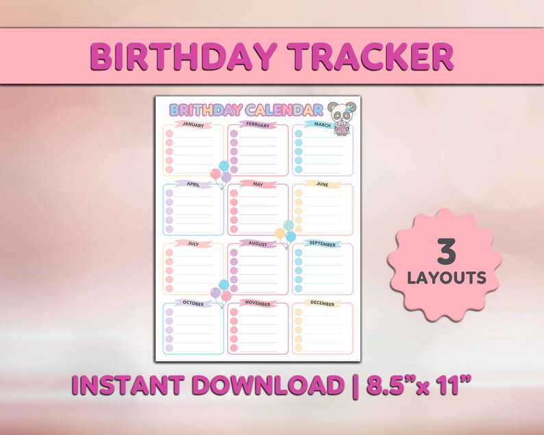 Birthday Tracker, Birthday Organizer, Birthday Calendar, Birthday List ...