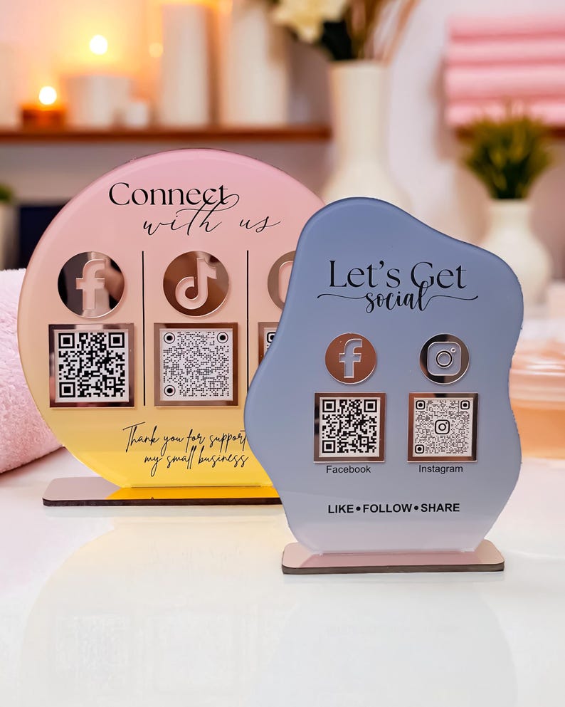 Custom Acrylic QR Code Business Sign, Social Media, Payment - Etsy