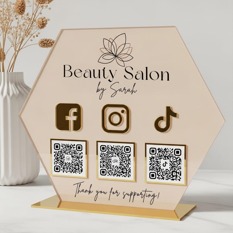 Acrylic QR Code Display Sign: Social Media, Payment Apps - Etsy