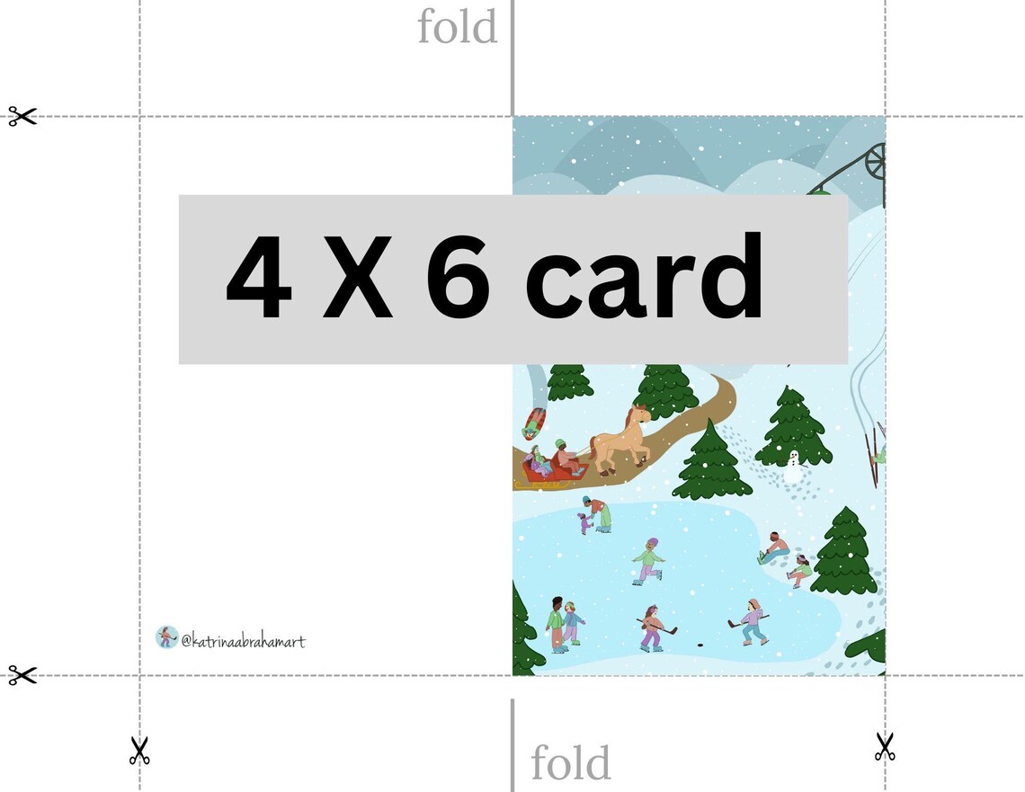 Winter Card Digital Download - Christmas / Holiday / Card - Snowy Scene ...
