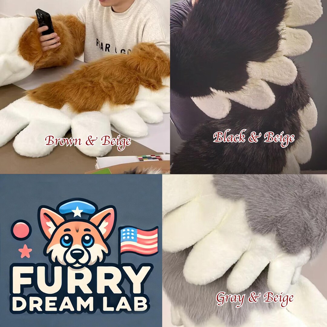 Fursuit Wing Plush Beast Claw Gloves Furry Fantasy Winged Gloves for ...