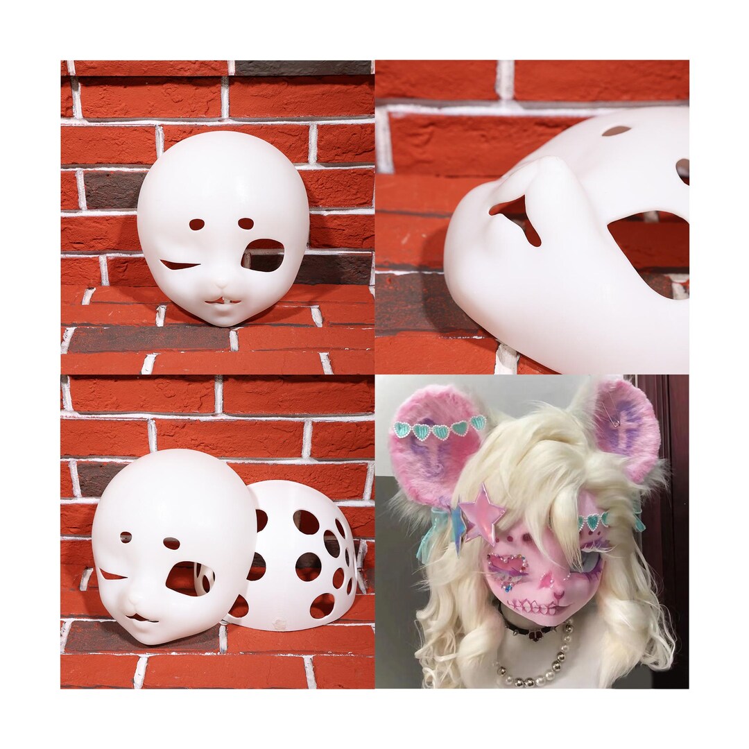 One-eye Half-closed Asymmetrical Furry KIG Style Mask Base DIY Custom ...