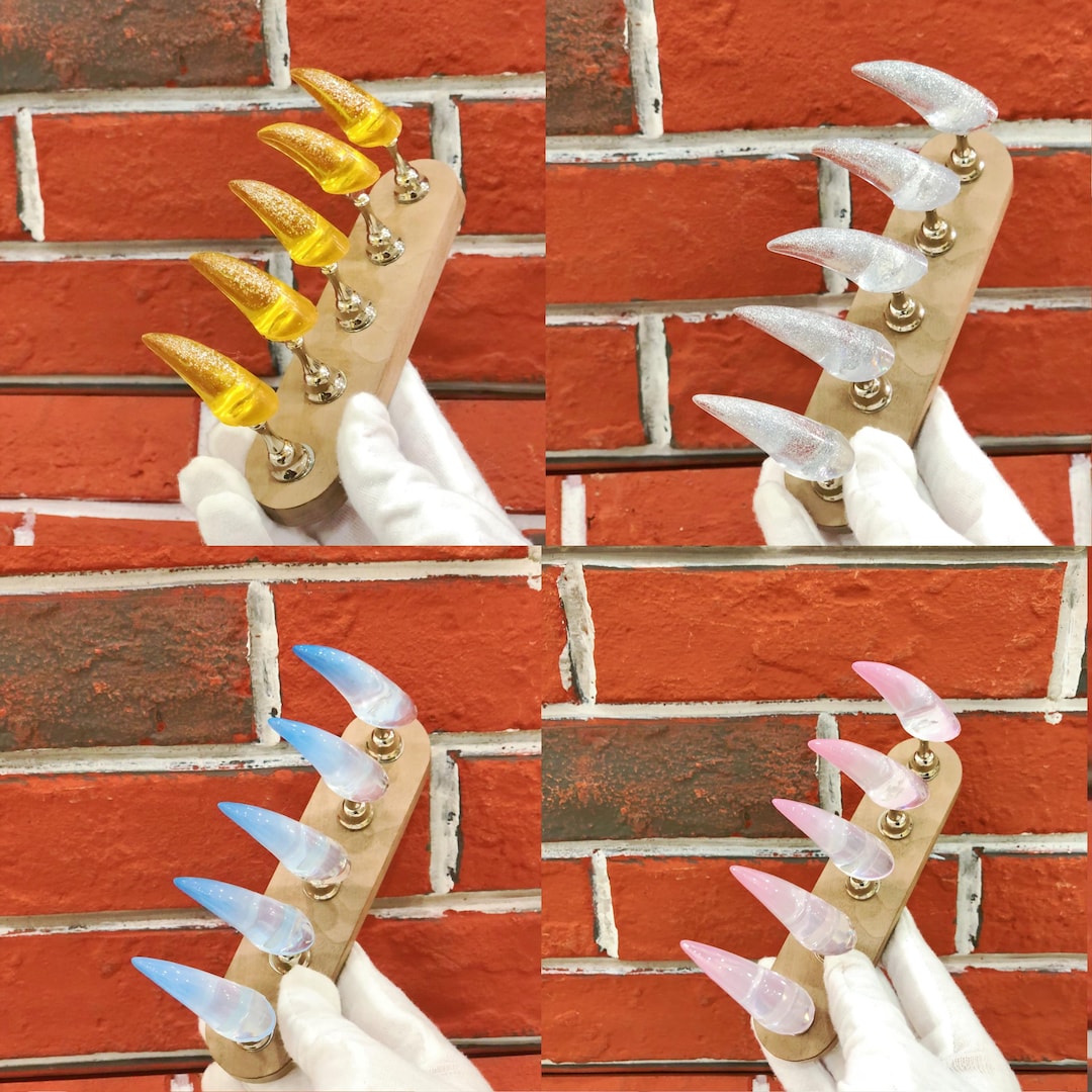 Furry Costume Claws Set of 10 Glitter Gradient Resin Beast Nails for ...