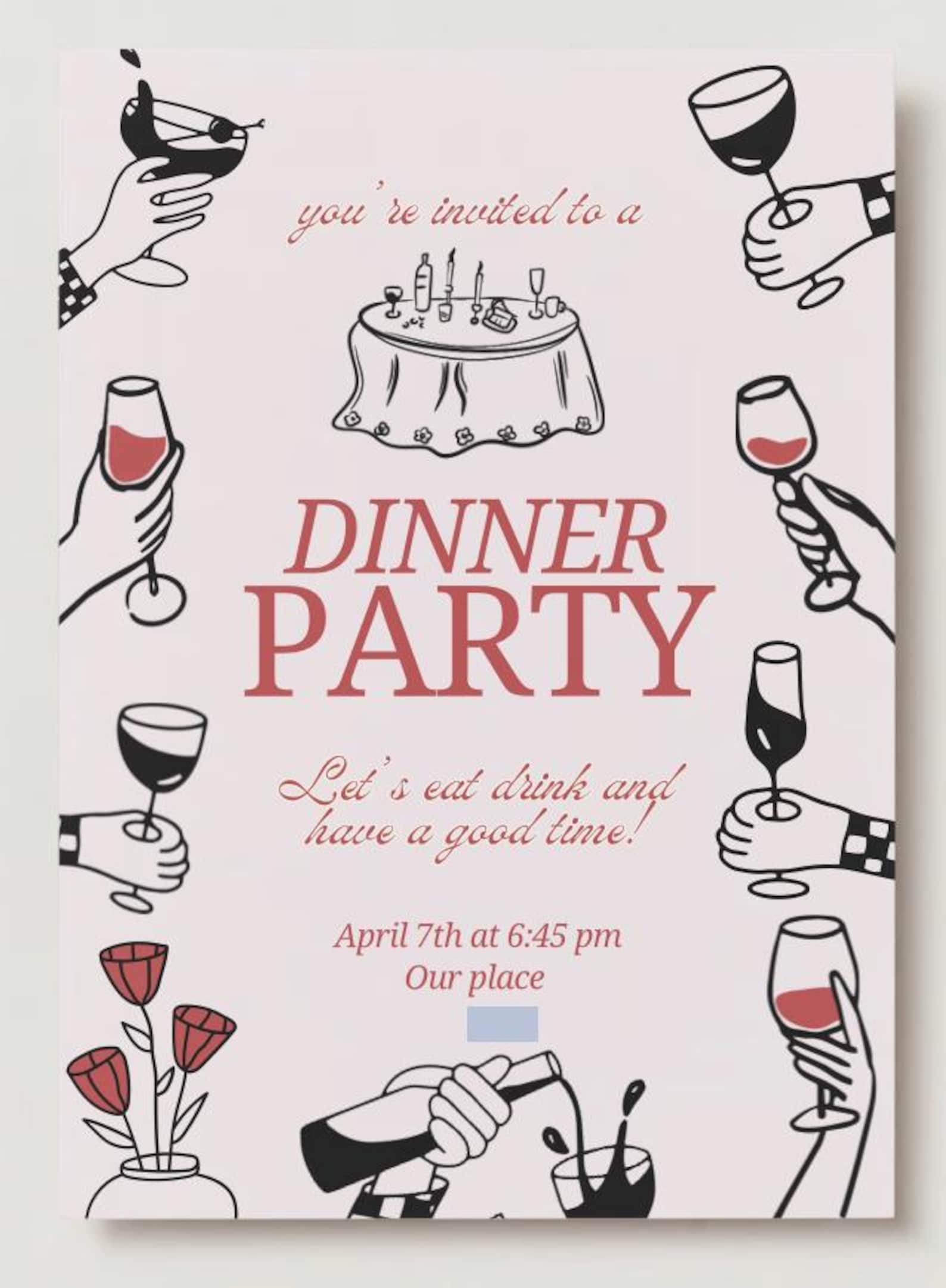 Dinner Party Invitation - Digital Download - Etsy
