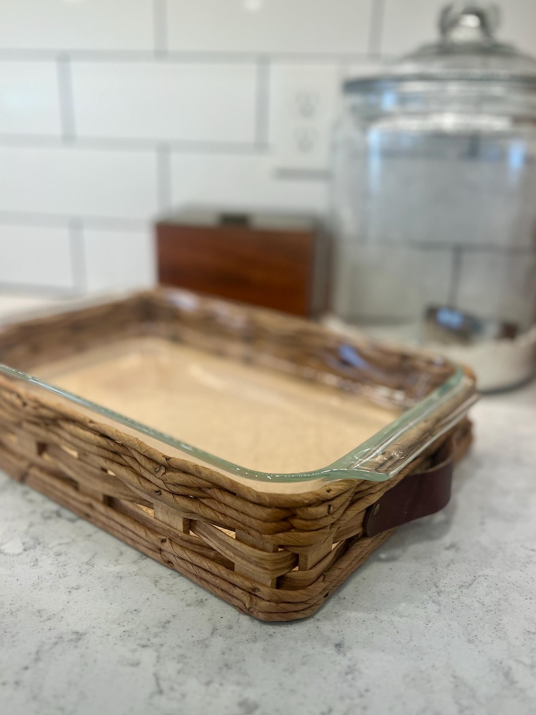 Pyrex Wicker Rattan Basket and Dish - 2 Piece Serving Tray - Pyrex ...