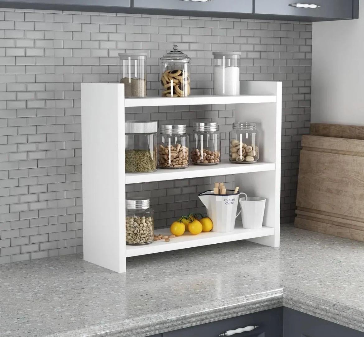 Tier Melamine Kitchen Countertop Shelf | Spice Storage Organizer ...