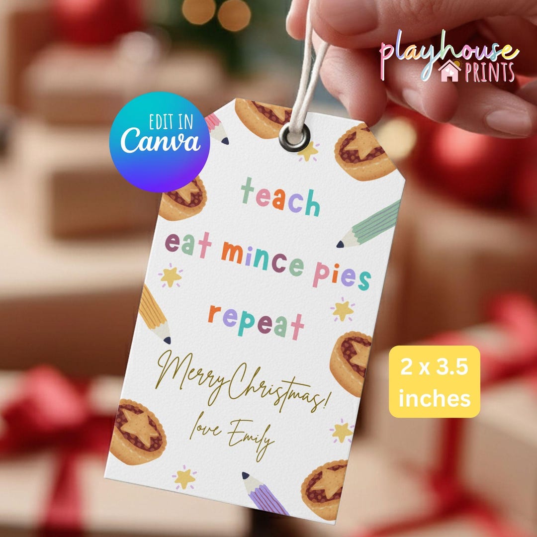 Editable Teacher Christmas Gift Tag | Teacher Holiday Gift | Printable ...