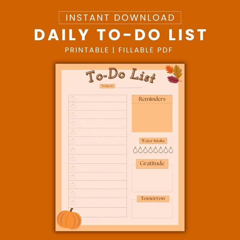 Fall Themed to Do List & Planner, Aesthetic to Do List for Organization ...