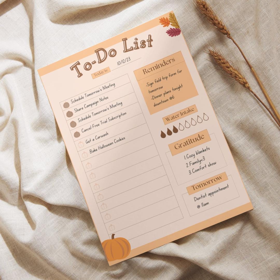 Fall Themed to Do List & Planner, Aesthetic to Do List for Organization ...