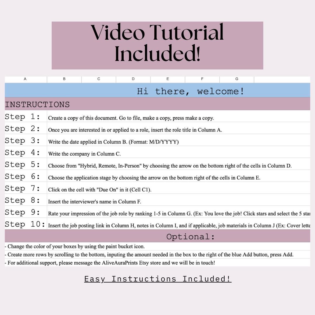 INTERNSHIP & JOB TRACKER, Instant Download Google Sheets Application ...