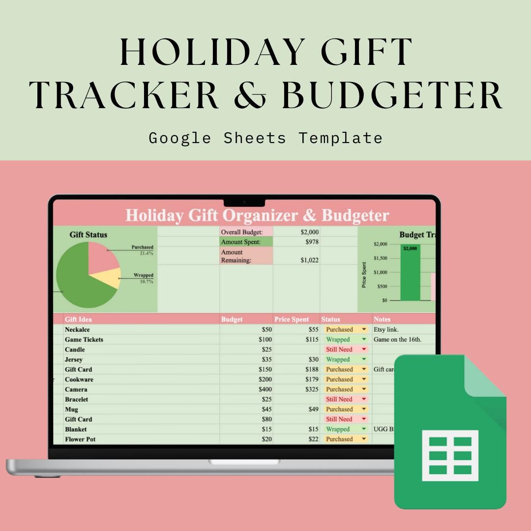 Christmas Budget Planner and Gift Tracker, Gift Tracking for Holidays ...