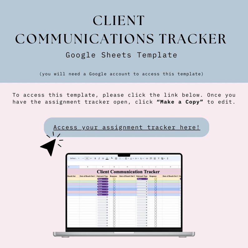 Client Communication Tracker Google Sheets / Excel Template, Tracker ...