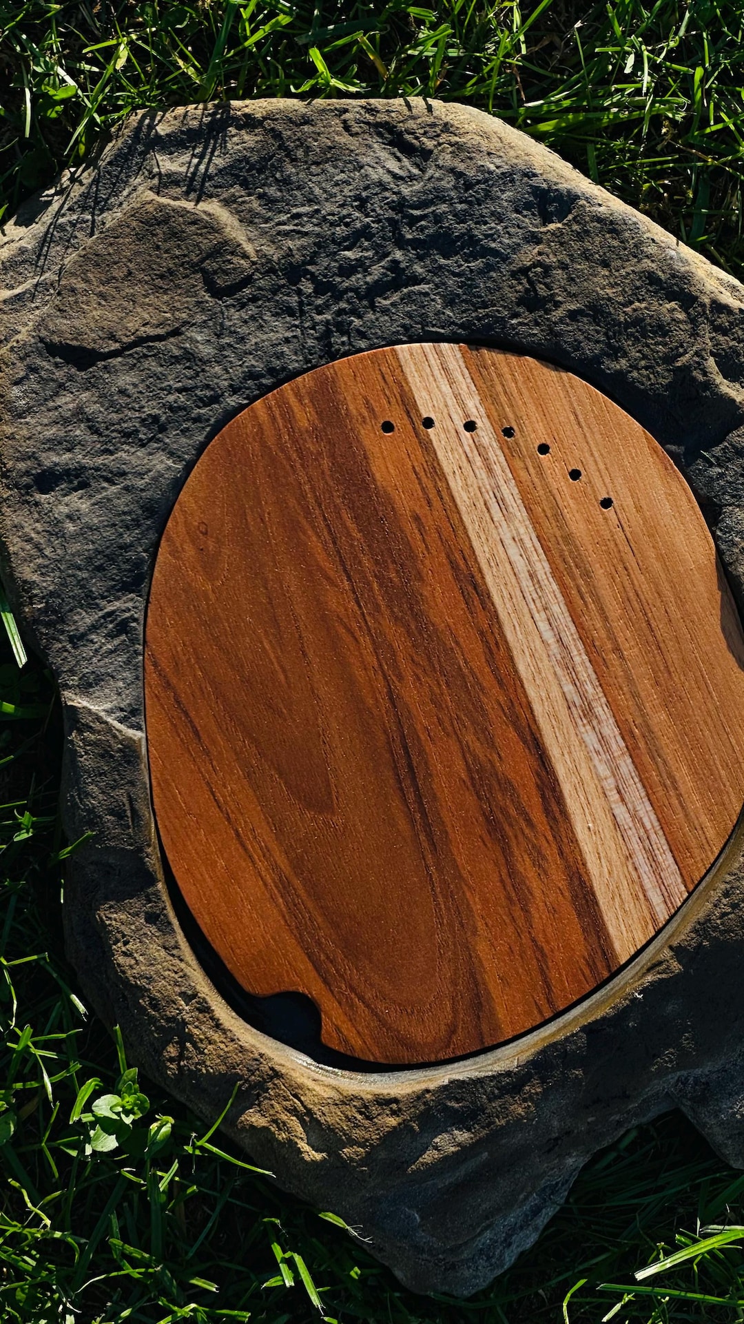 River Stone Tea Tray With Teak Wood Dock – Japanese Style Chaban for ...