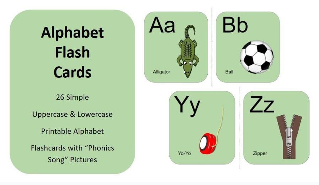 MONTESSORI ALPHABET FLASHCARDS phonics Song Simple - Etsy