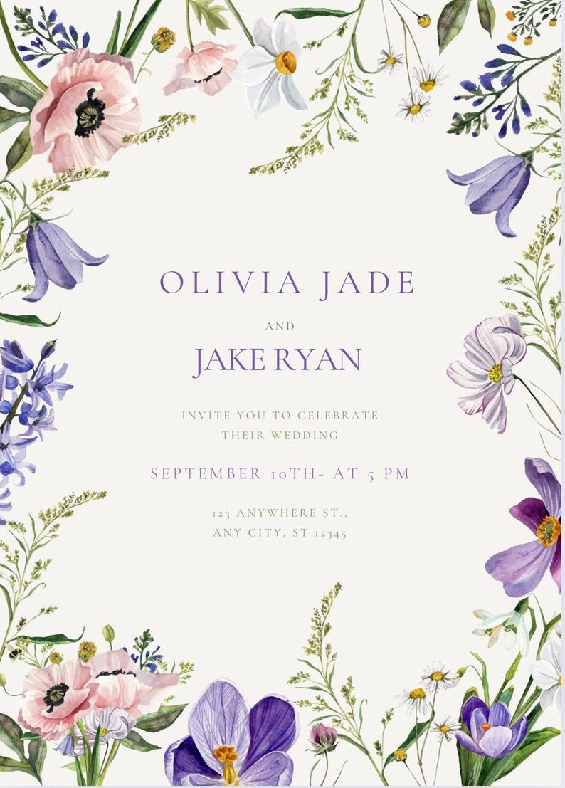 Elegant, Floral Bordered Wedding/engagement/shower/birthday Invitation ...