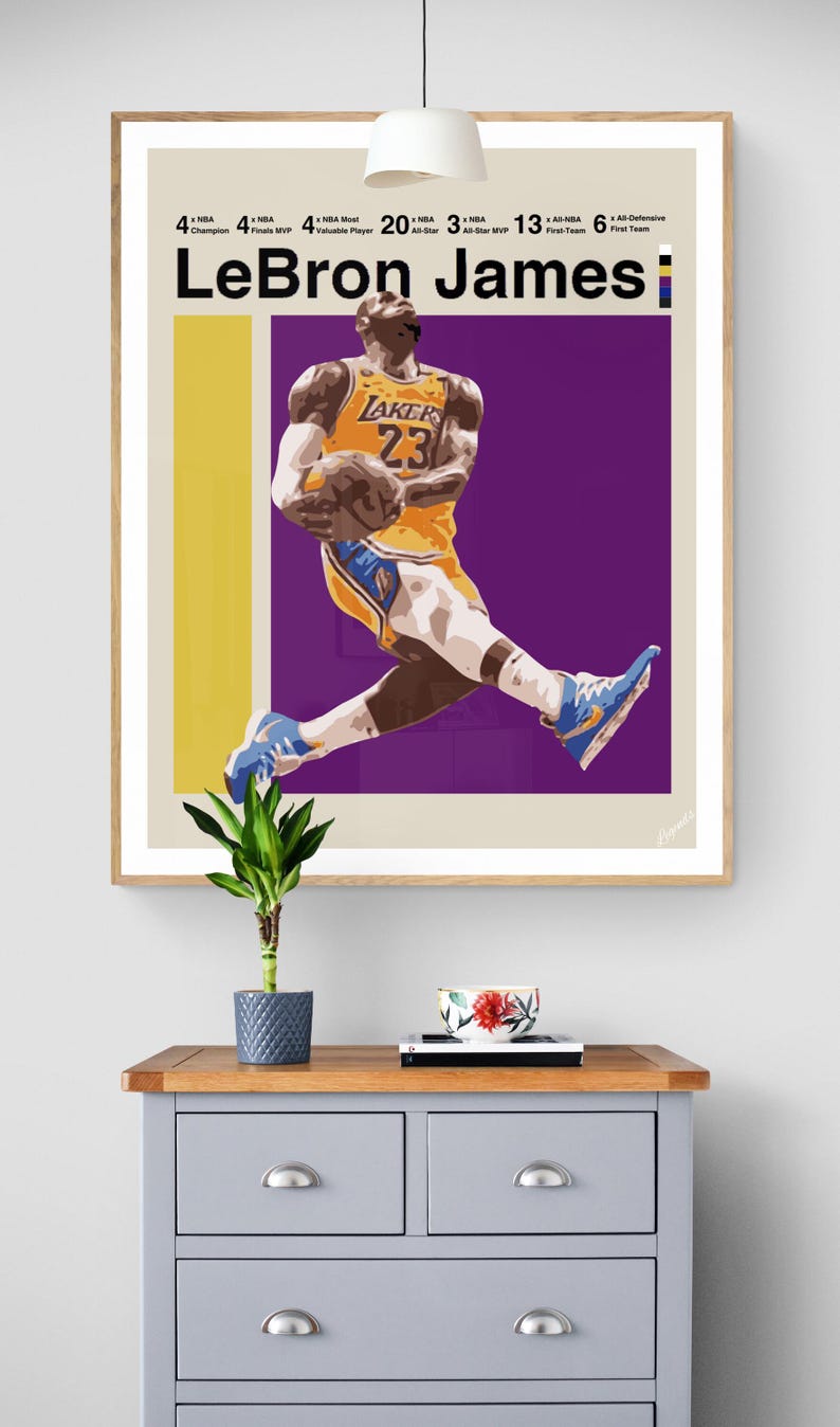 Lebron James Poster, LA Lakers Art Print, 11x14, 16x20, 18x24, 24x36 ...