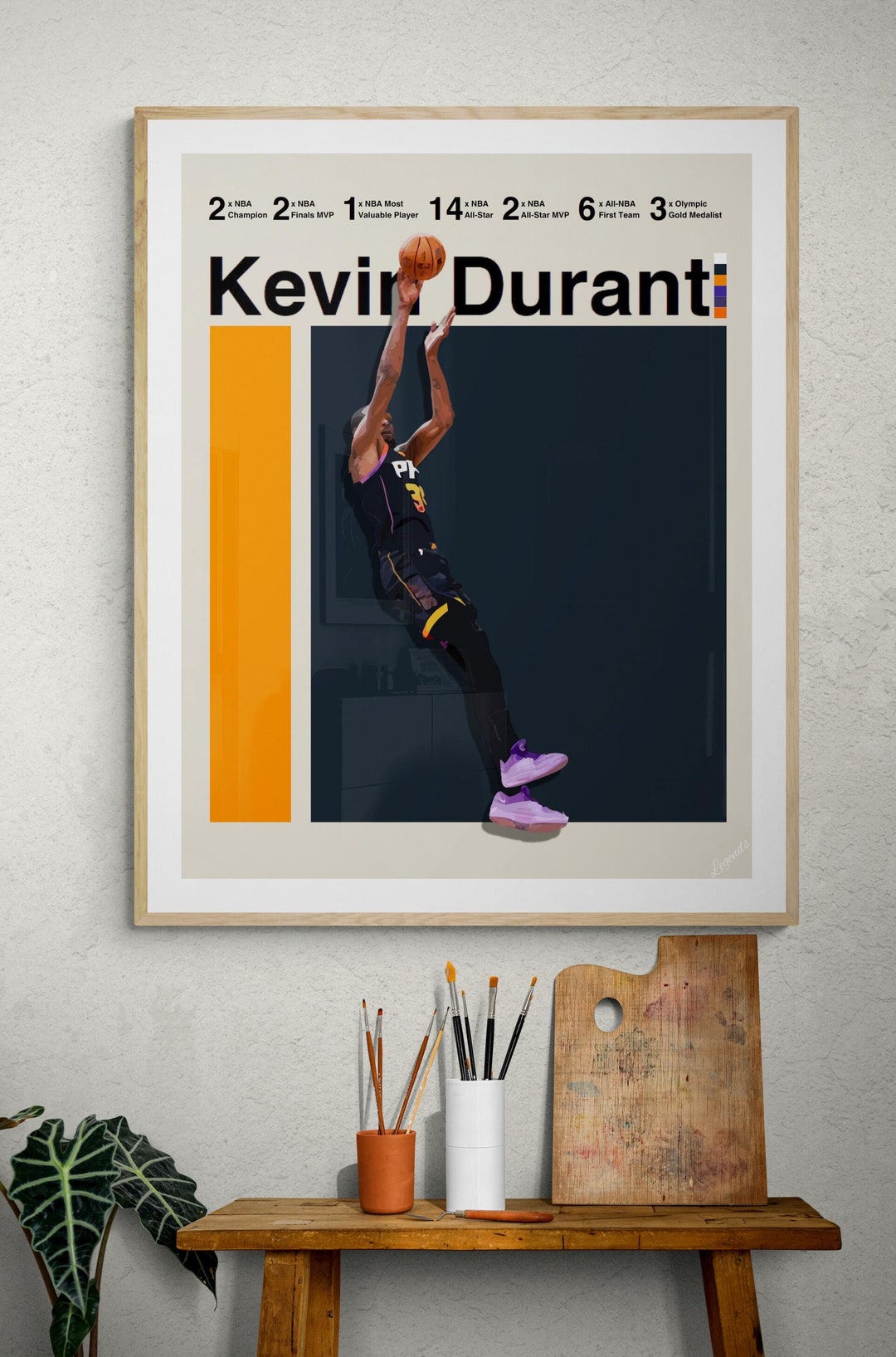 Kevin Durant Poster, Pheonix Suns Art Print, 11x14, 16x20, 18x24, 24x36 ...