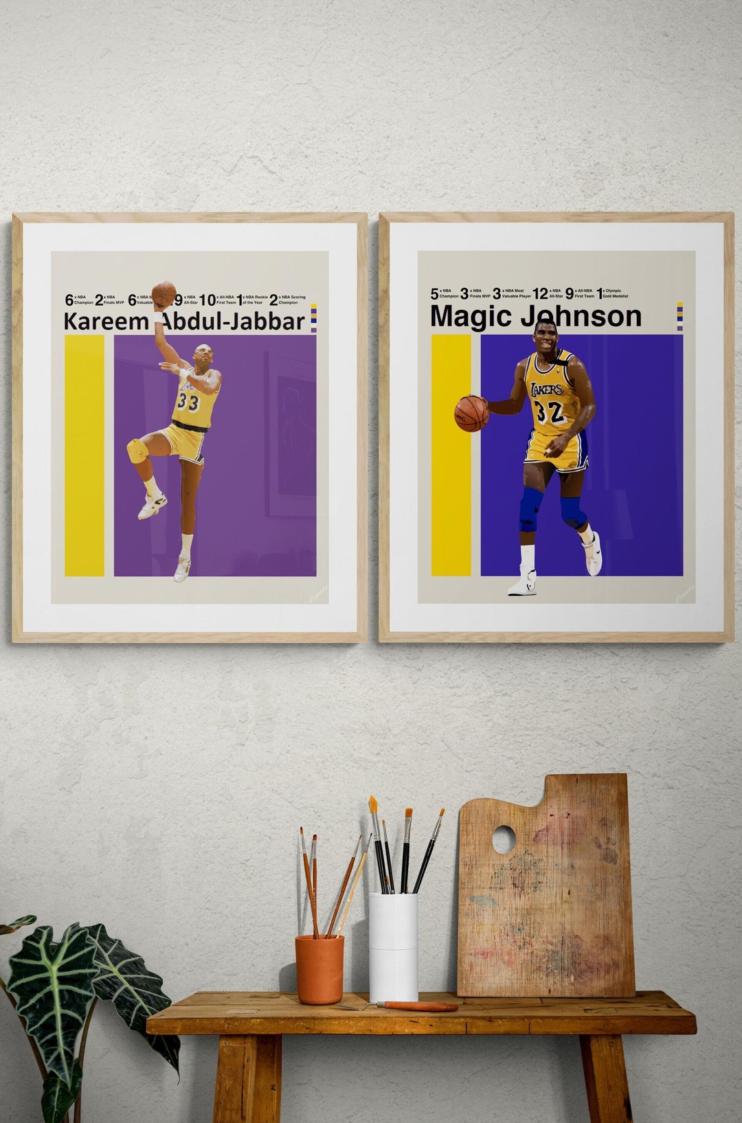 Showtime Lakers Posters, LA Lakers Art Print, Kareem Abdul-jabbar and ...