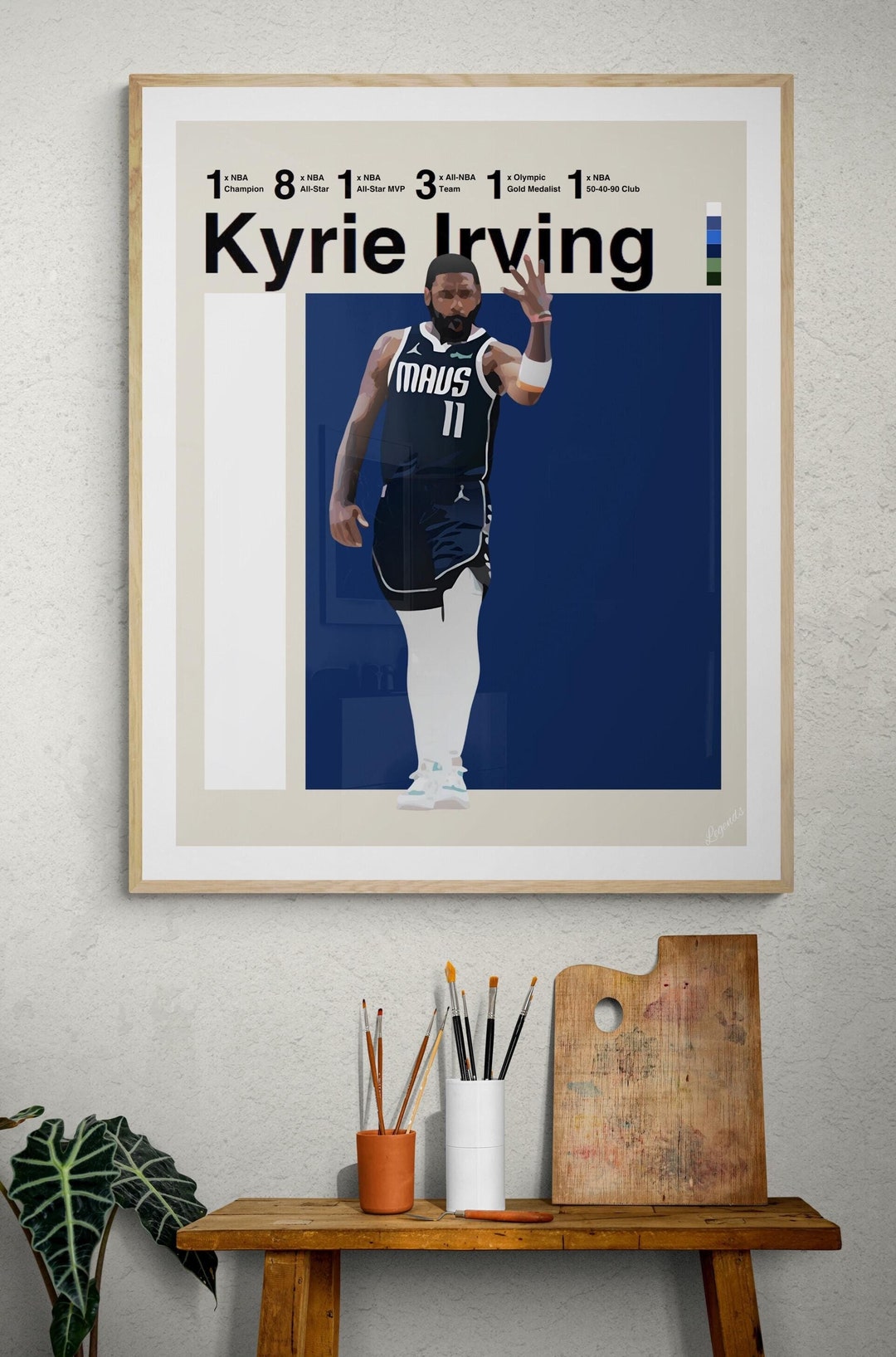 Kyrie Irving Poster, Dallas Mavericks Art Print, 11x14, 16x20, 18x24 ...