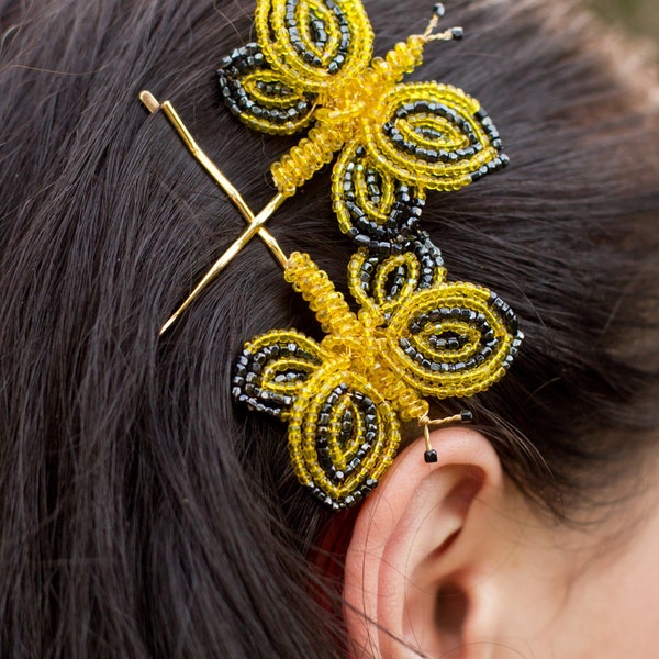 Beaded Hair Pins - Etsy