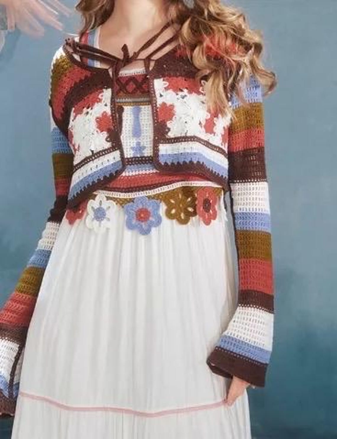 Crochet Jumbo Rose Cardigan, Colorful Granny Square Cardigan, Crochet ...