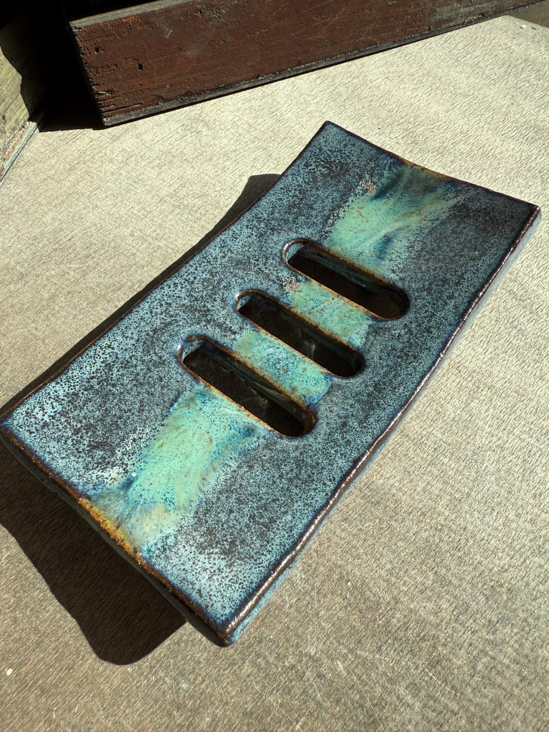 Ceramic Rustic Soap Dish - Blue/turquoise - Etsy