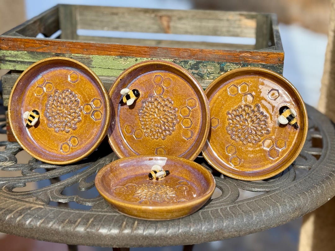 Handmade Ceramic Garlic Grater Plate | Honey Bee Kitchen Decor ...