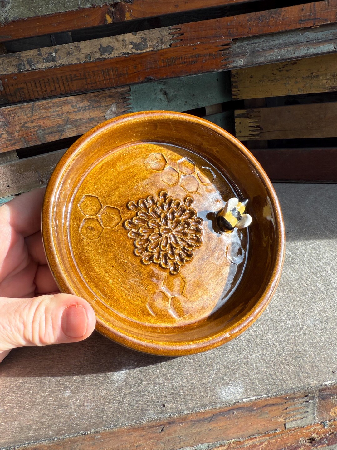 Handmade Ceramic Garlic Grater Plate | Honey Bee Kitchen Decor ...