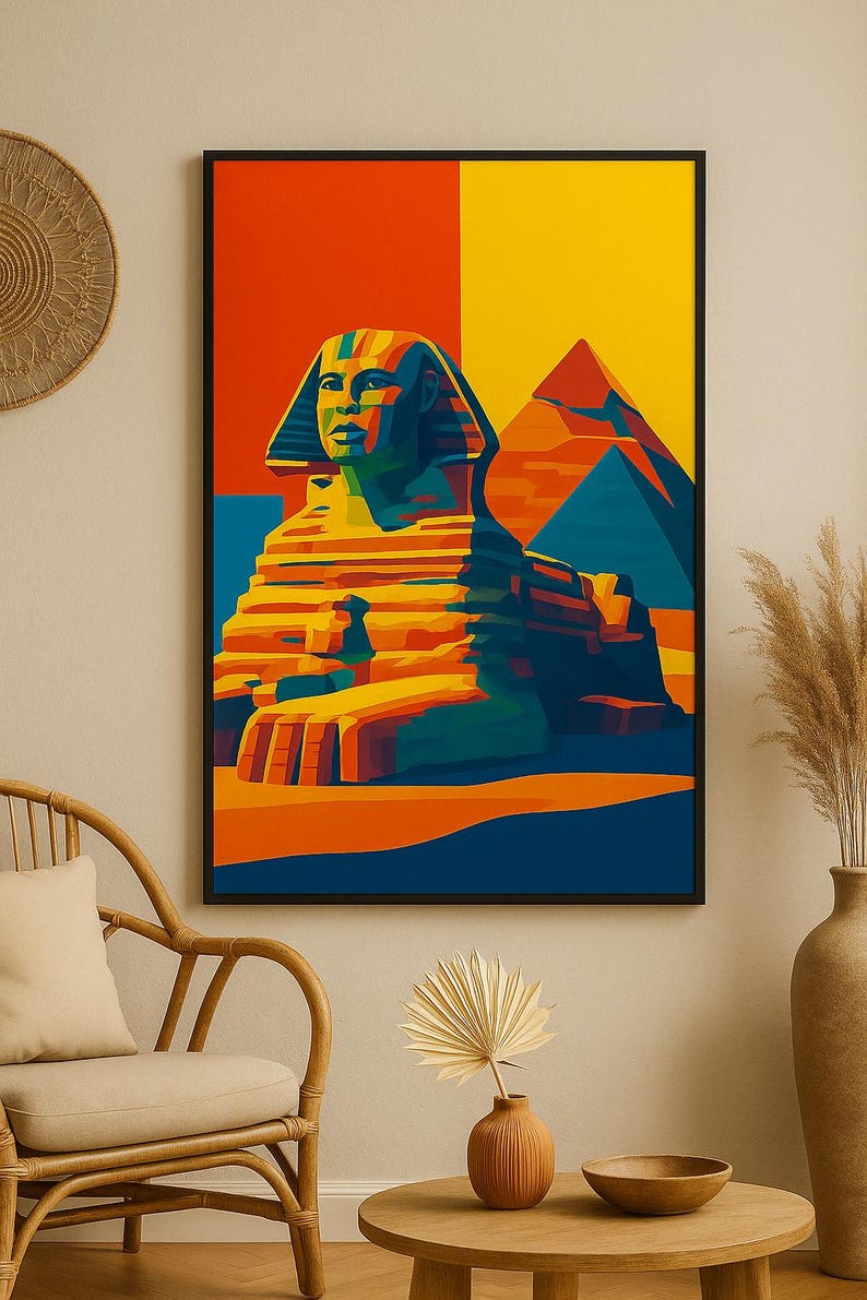 Pyramids of Giza & Sphinx Pop Art Print | Egypt Wall Art | Colorful ...