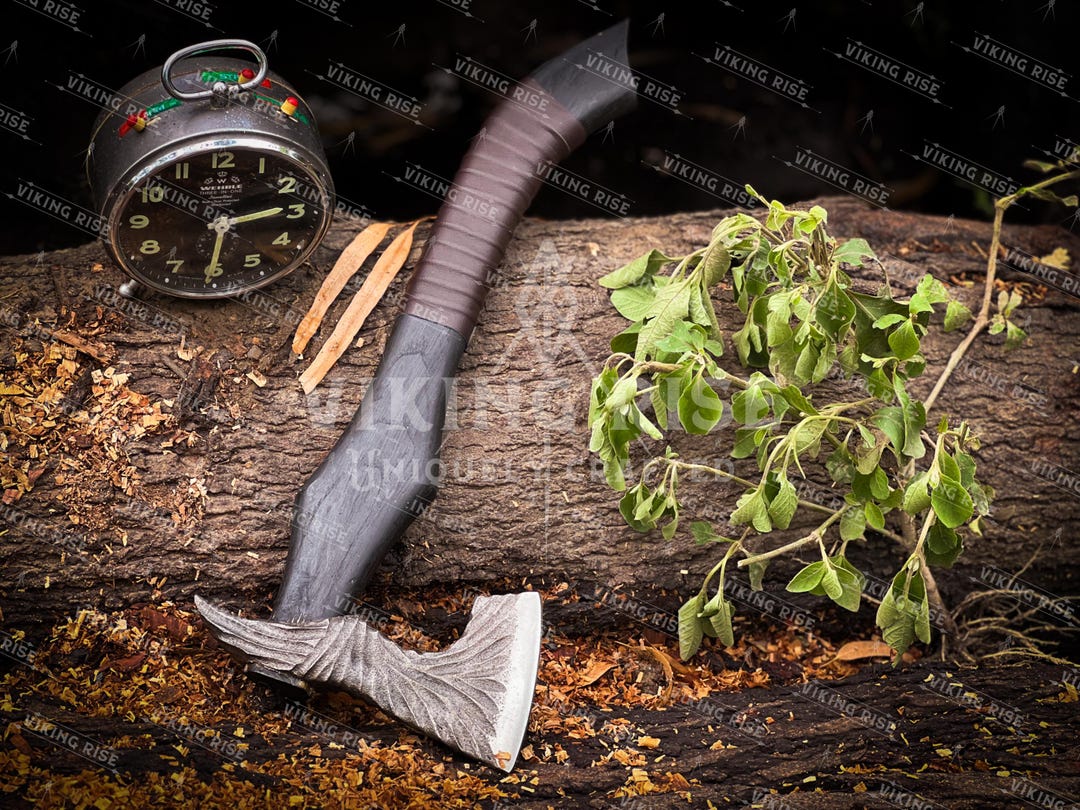 RAVEN AXE, Carbon Steel Viking Axe With Sheath, Bearded Camping Axe ...