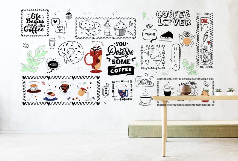 Modern Doodle Art Wallpaper, Custom Poster, Instant Download - Stylish ...