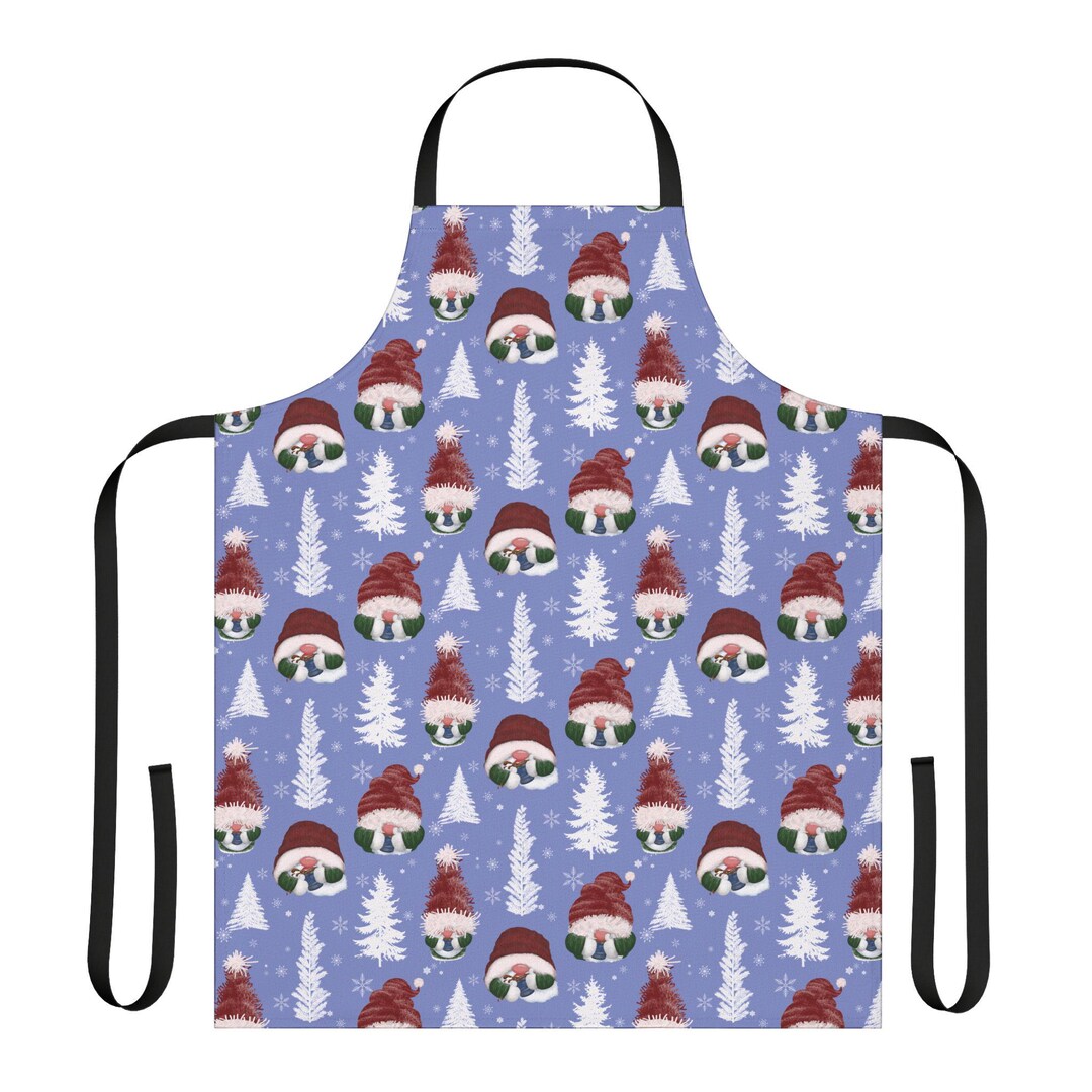 Winter Apron Gnomes Evergreen Trees Hot Chocolate Snowflakes Colorful ...