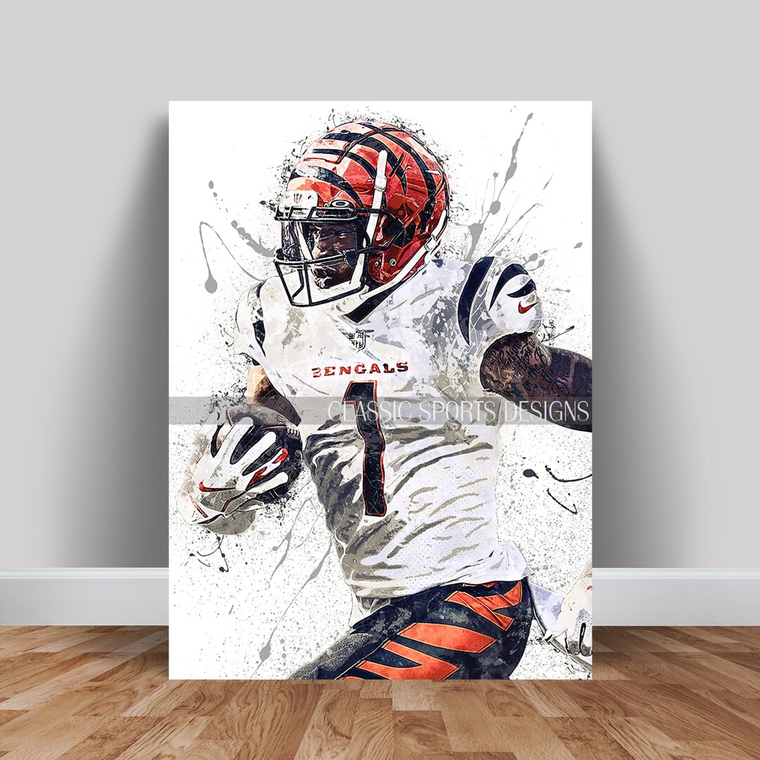 Ja'marr Chase Poster, Cincinnati Bengals, Canvas Wrap, Wall Art Print ...