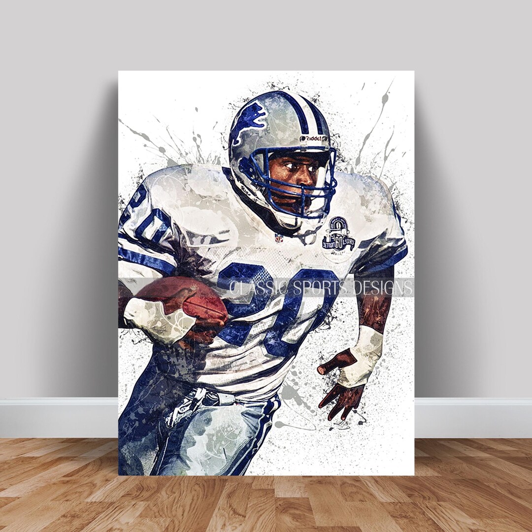 Barry Sanders Poster, Detroit Lions, Canvas Wrap, Wall Art Print, Kids ...