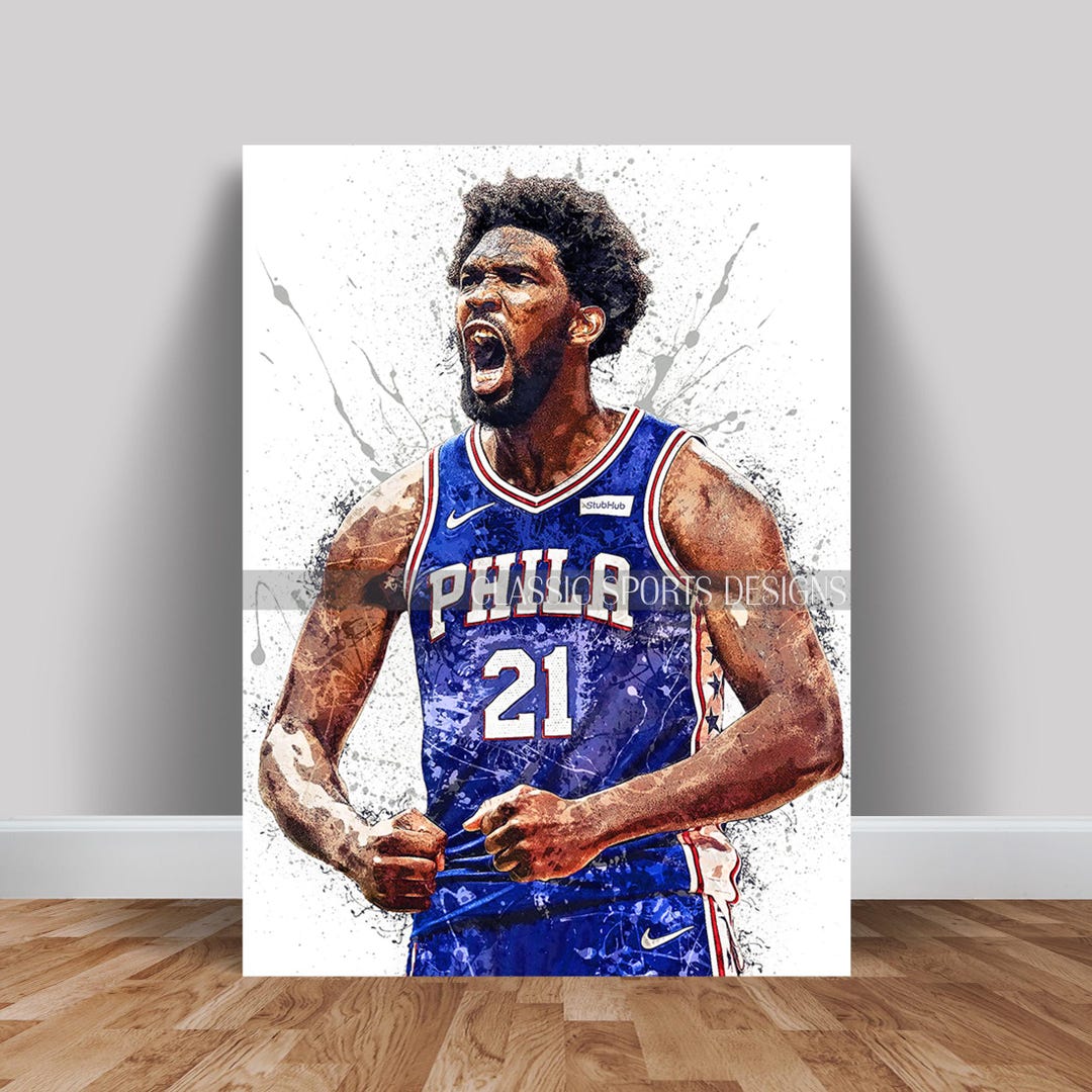 Joel Embiid Poster, Philadelphia 76ers, Canvas Wrap, Wall Art Print ...