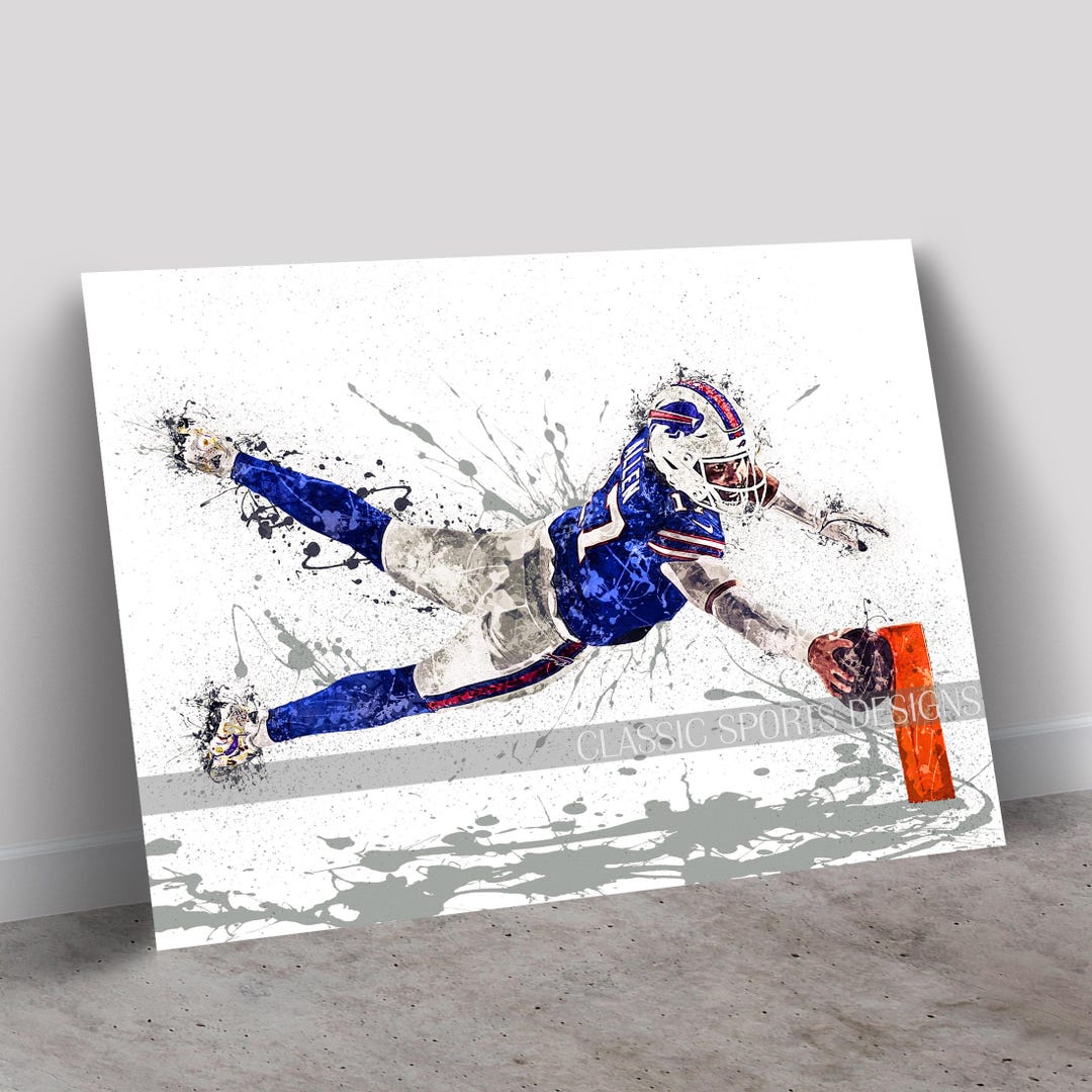 Josh Allen Poster, Buffalo Bills, Dives for TD, Canvas Wrap, Wall Art ...