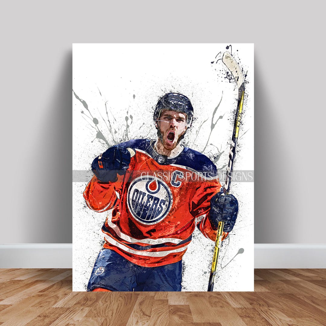 Connor Mcdavid Poster, Edmonton Oilers, Celebrates Goal, Canvas Wrap ...