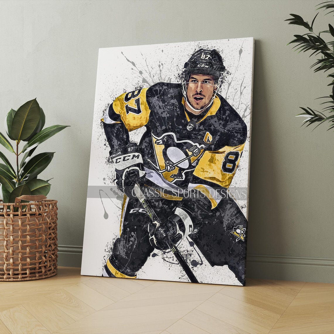 Sidney Crosby Poster, Pittsburgh Penguins, Canvas Wrap, Wall Art Print ...