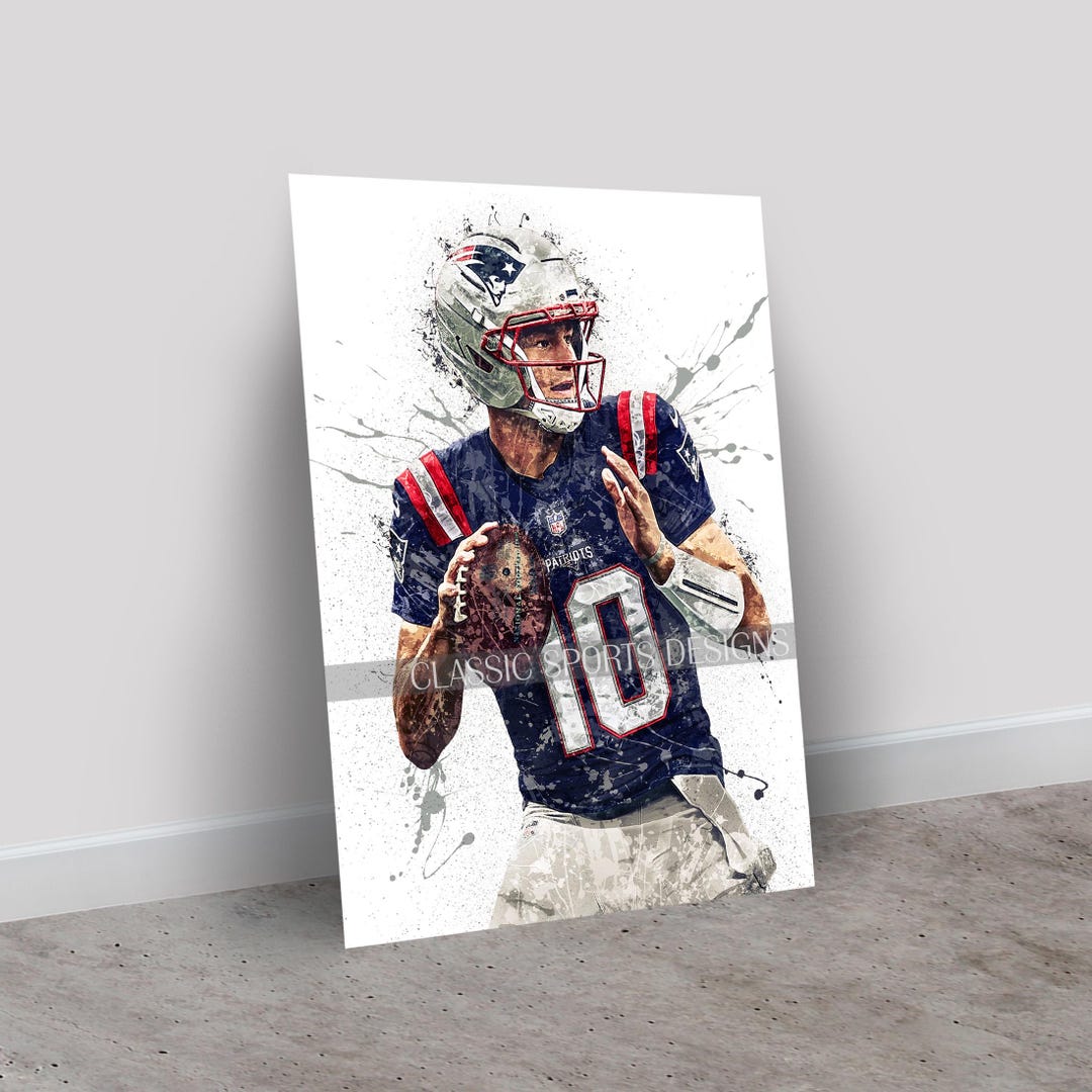Drake Maye Poster, New England Patriots, Canvas Wrap, Wall Art Print ...