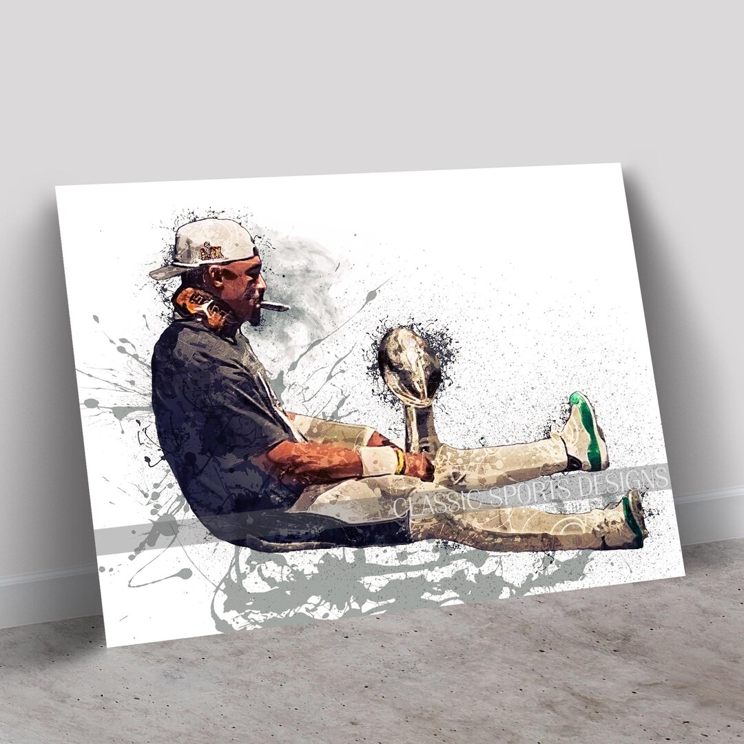 Jalen Hurts Poster, Cigar With Trophy, Canvas Wrap, Wall Art Print ...