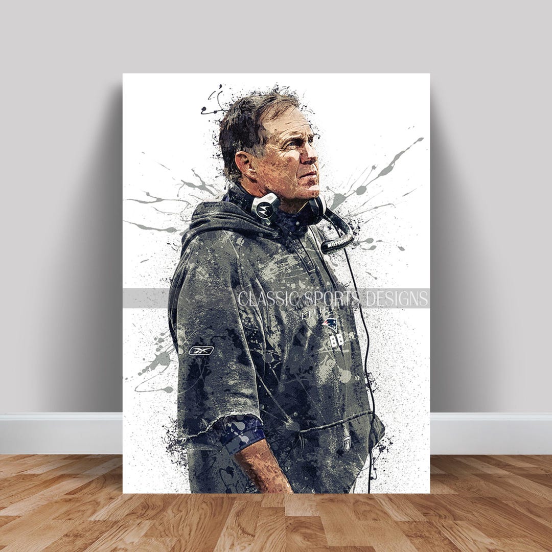 Bill Belichick Poster, New England Patriots, Canvas Wrap, Wall Art ...
