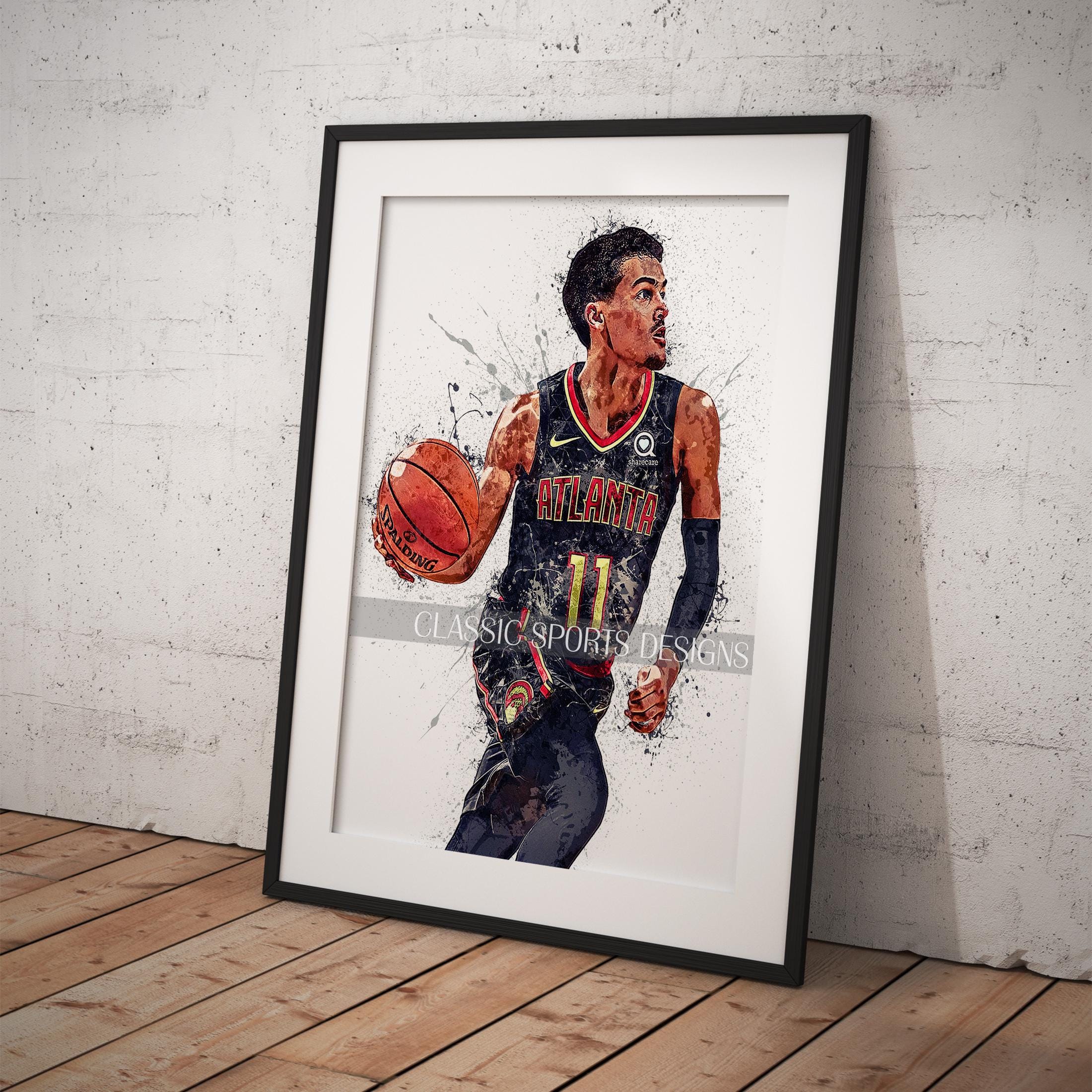 Trae Young Poster, Atlanta Hawks, Canvas Wrap, Wall Art Print, Kids ...