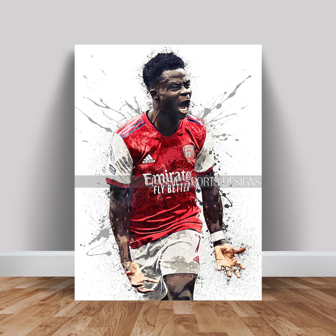 Bukayo Saka Poster, Arsenal, Canvas Wrap, Wall Art Print, Kids Decor ...