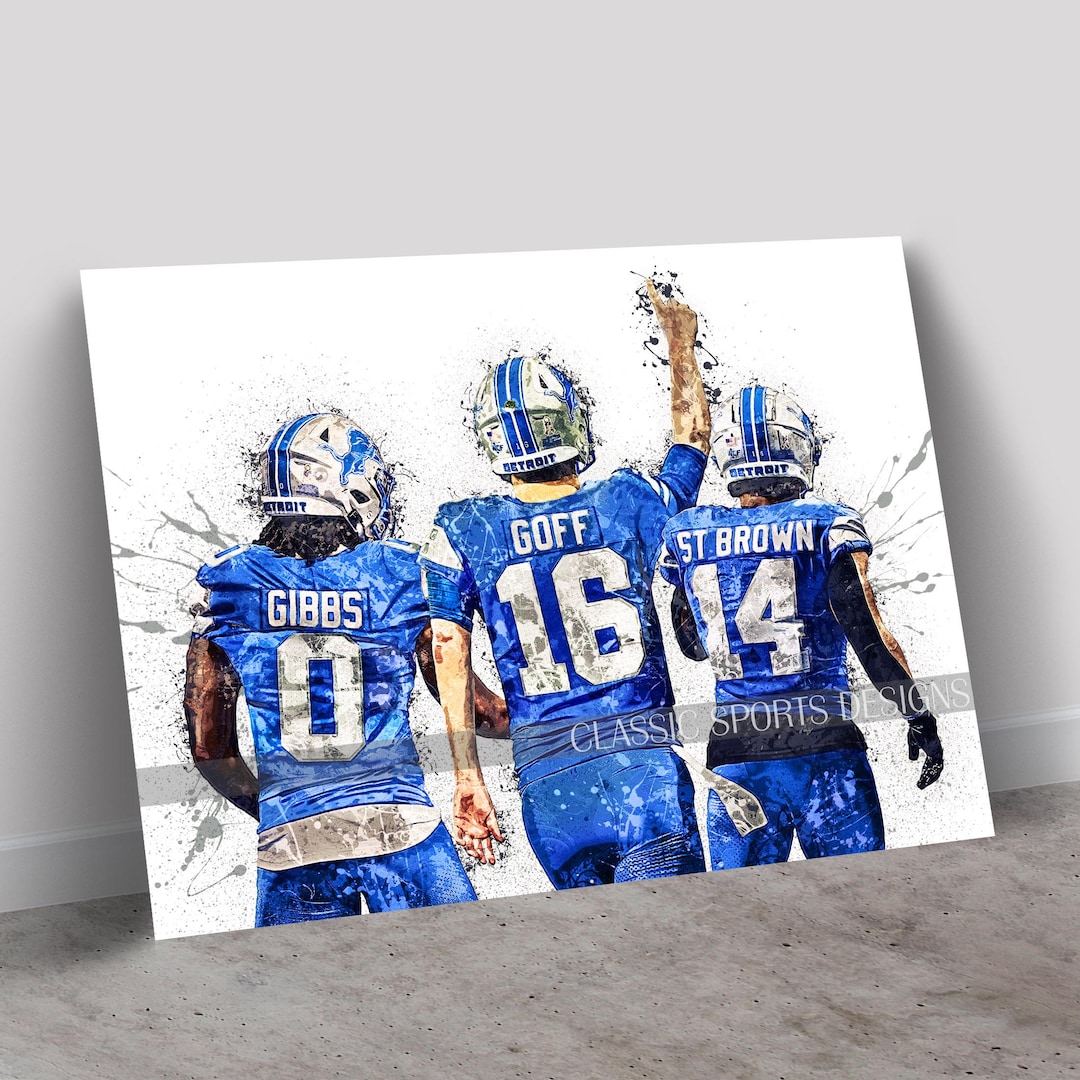 Jared Goff Poster, Amon-ra St. Brown, Jahmyr Gibbs (with New Number ...