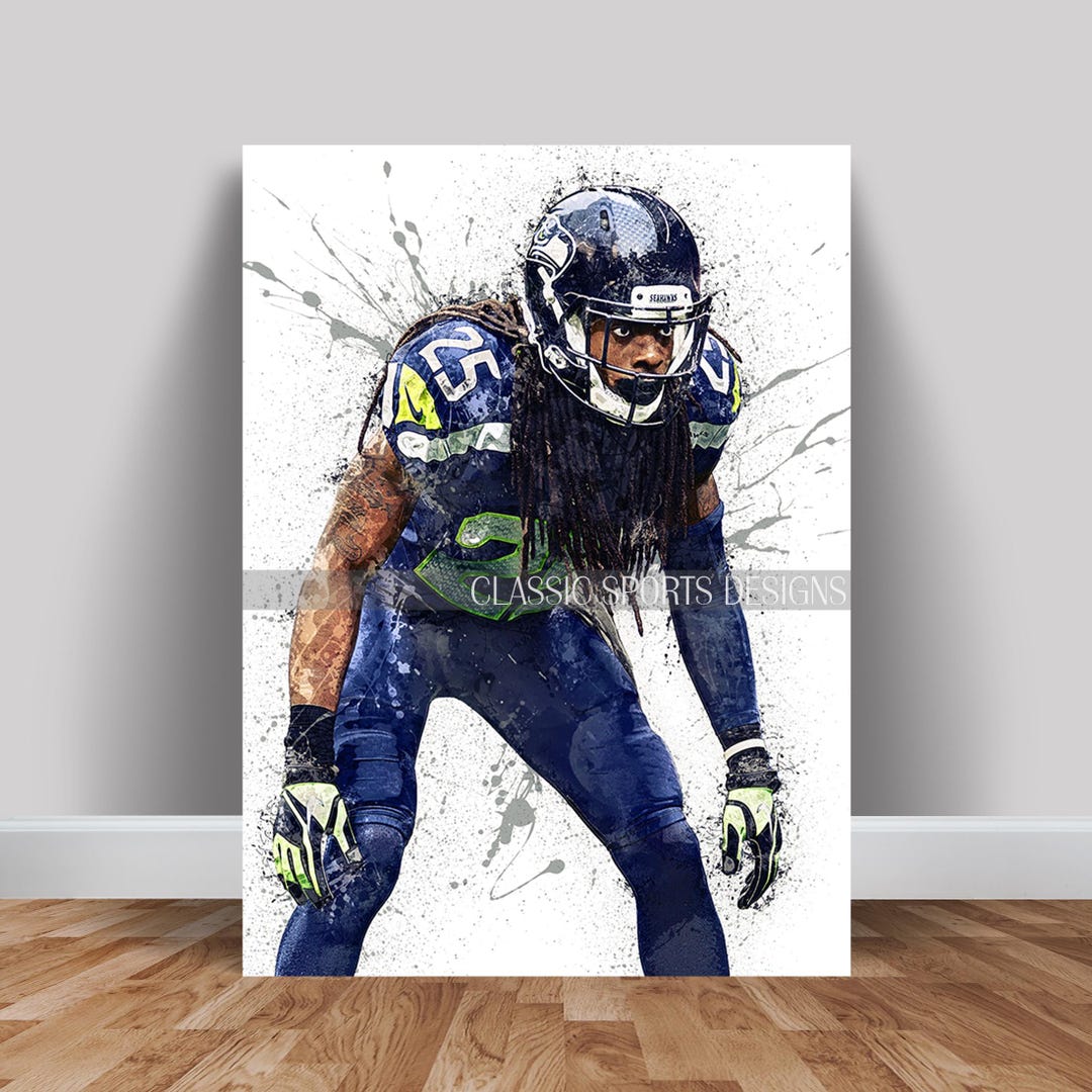 Richard Sherman Poster, Seattle Seahawks, Canvas Wrap, Wall Art Print ...
