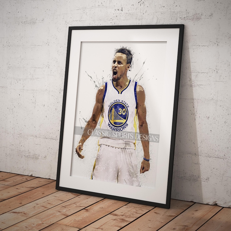 Stephen Curry Poster, Golden State Warriors, Canvas Wrap, Wall Art ...