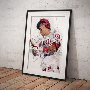 Mike Trout Poster, Los Angeles Angels, Canvas Wrap, Wall Art Print ...
