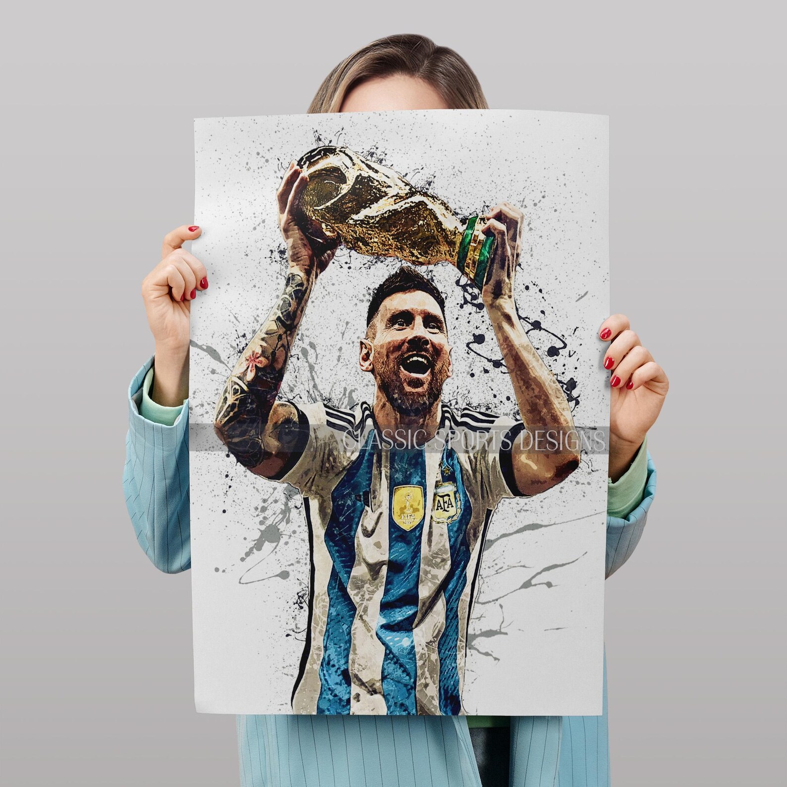 Lionel Messi Poster, Argentina World Cup Celebration, Canvas Wrap, Wall ...