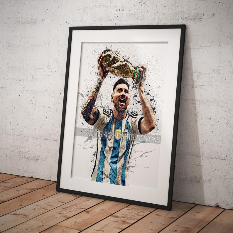 Lionel Messi Poster, Argentina World Cup Celebration, Canvas Wrap, Wall ...